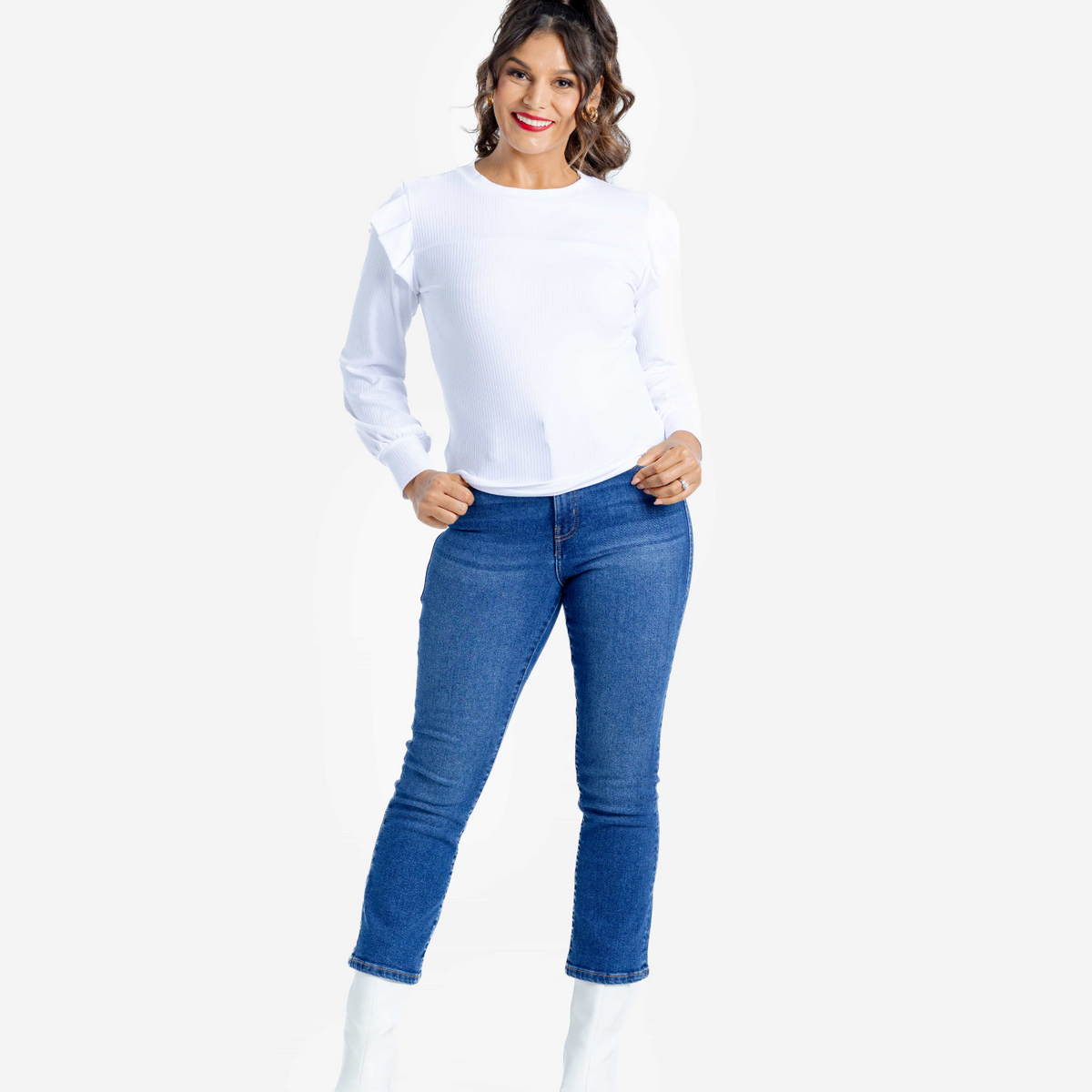 Brielle Ruffle Shoulder Long Sleeve Top – lularoe